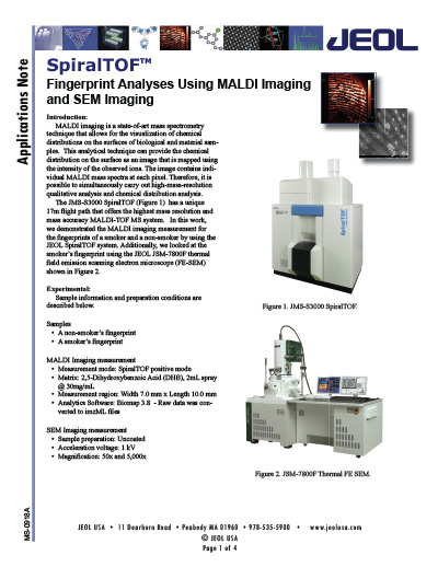 Fingerprint Analyses Using MALDI Imaging and SEM Imaging | JEOL Resources