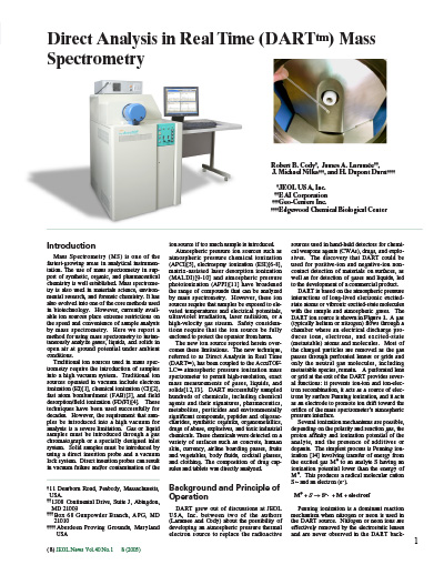 Direct Analysis in Real Time (DART®) Mass Spectrometry | JEOL Resources