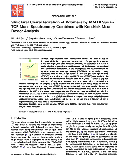 Structural Characterization of Polymers by MALDI Spiral- TOF Mass ...