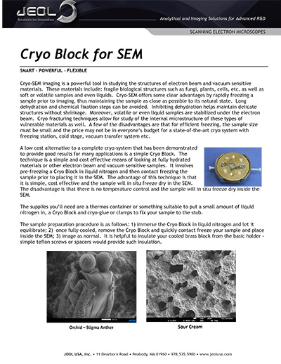 Cryo Block for SEM | JEOL Resources
