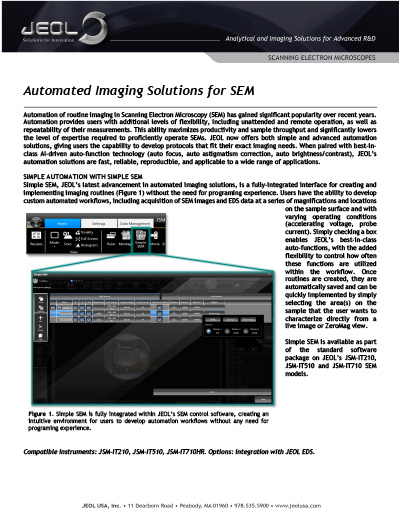Automated Imaging Solutions for SEM | JEOL Resources