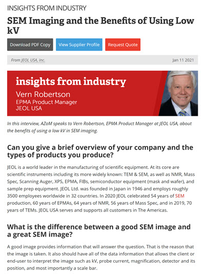 SEM Imaging and the Benefits of Using Low kV | JEOL Resources