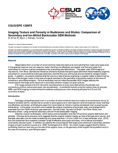 Imaging Texture and Porosity in Mudstones and Shales: Comparison of ...
